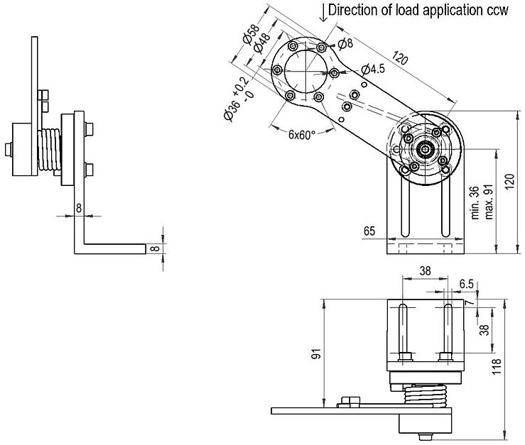 Wachendorff Automation encoders : Spring-loaded arm for encoder WDG 58B